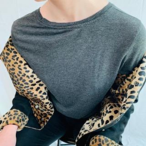 Laura Max | Jackets & Coats | Laura Max Leopard Print Black Mole Skin ...